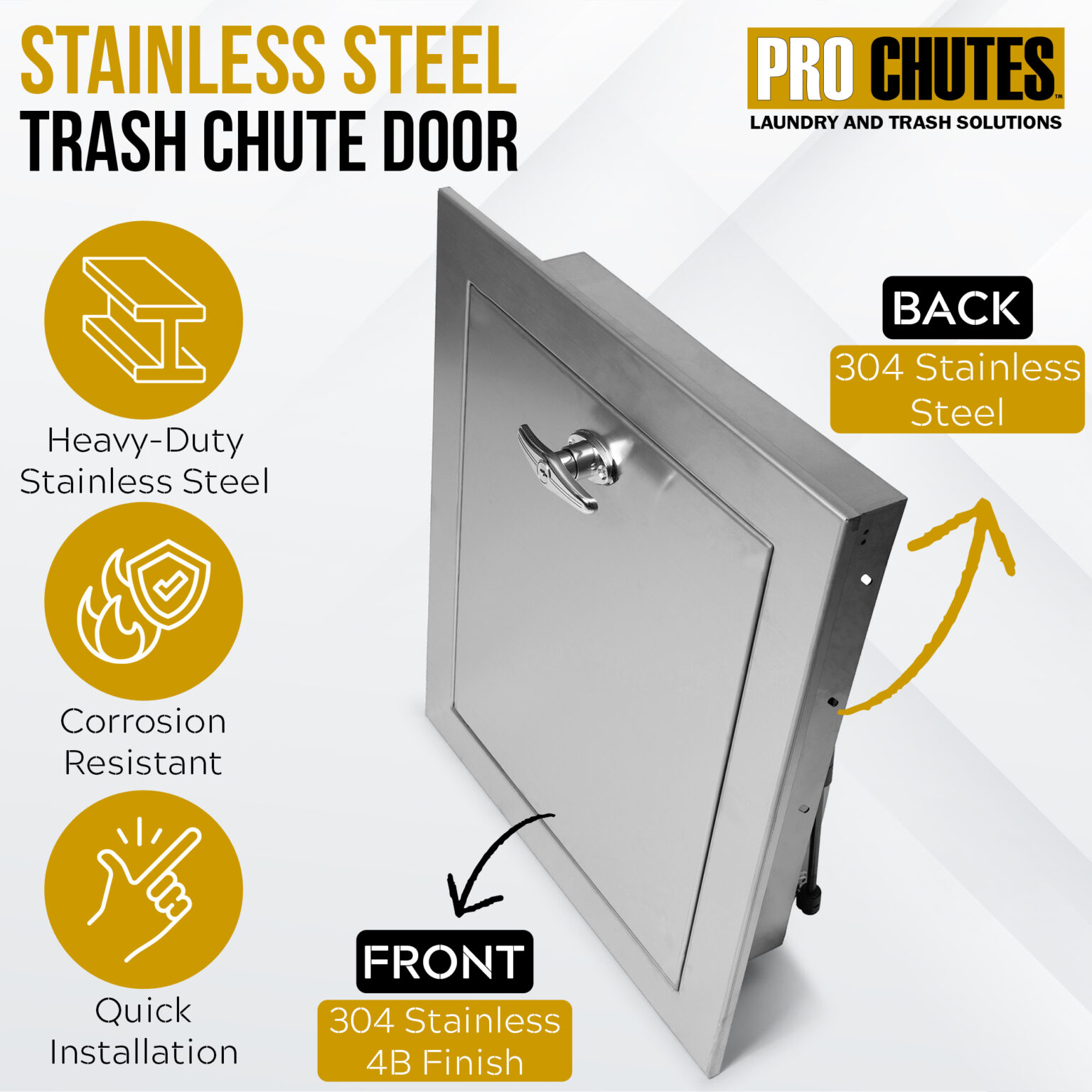 15 x 18 Trash Chute Doors - Universal - Stainless Steel Bottom Hinged ...